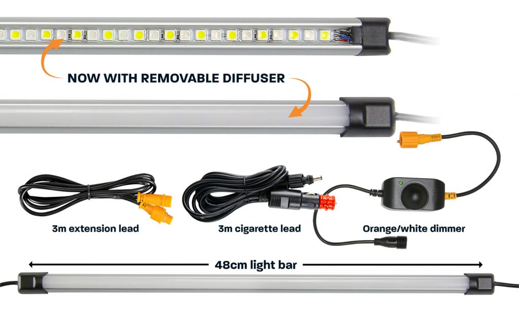 NEW PROFILE 48cm Orange/White LED Light Bar Kit with Diffuser – CBQ ...